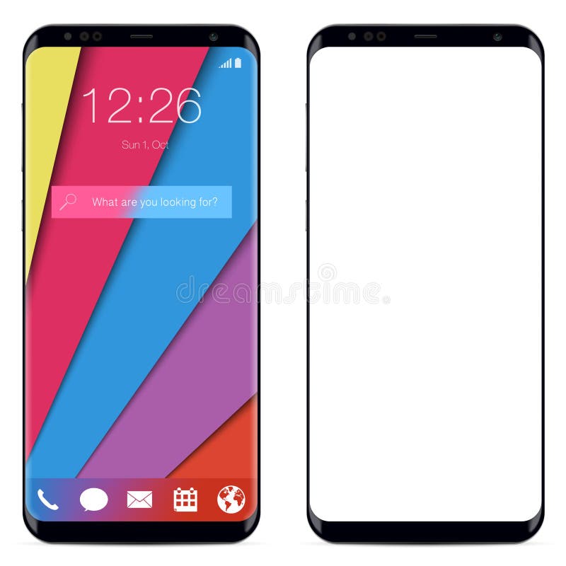 Smartphone with Modern Design and Rounded Blank Screen Stock ...