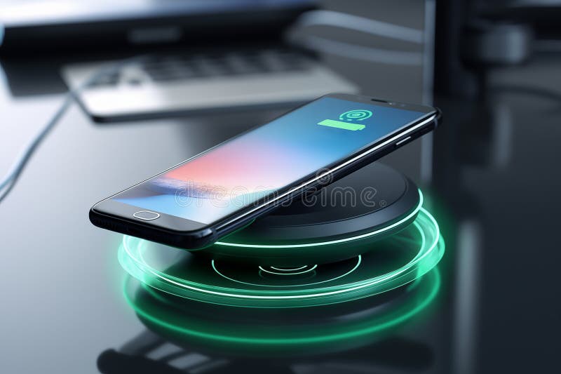 Smartphone on Modern Wireless Charger. Generative AI Stock Illustration ...