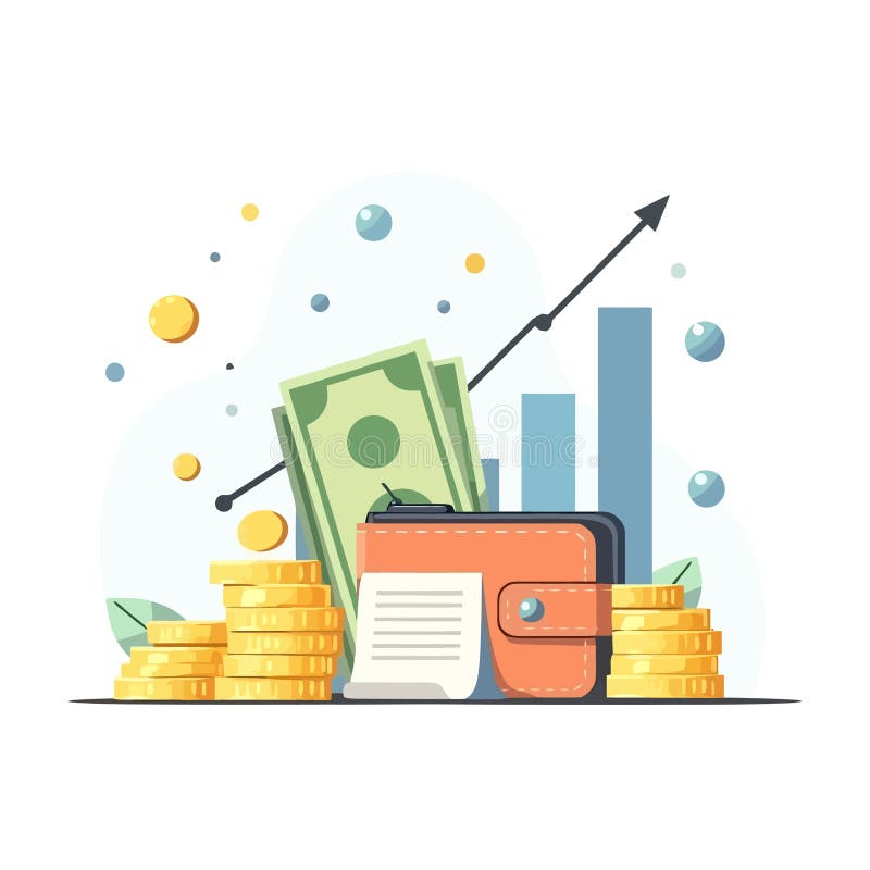 A Smartphone with Money and a Graph Graph Stock Vector - Illustration ...