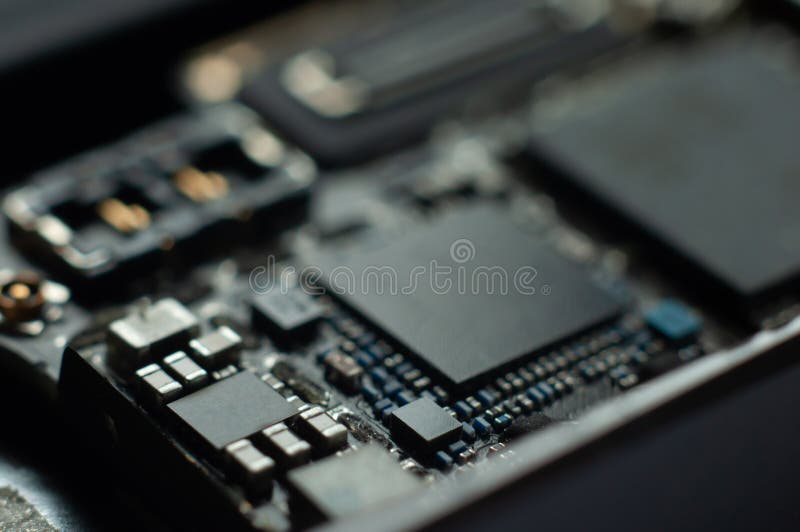 Smartphone Motherboard Close-up, Macro Shot Stock Image - Image of ...