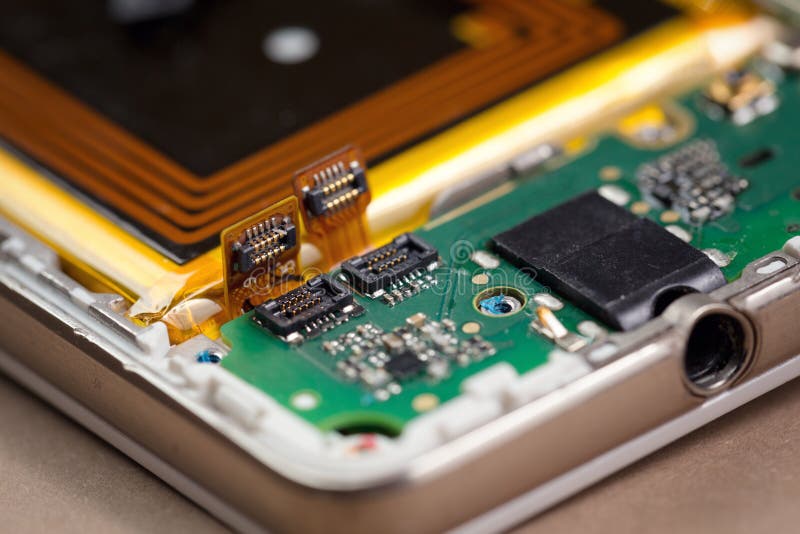 Smartphone Motherboard Connectors in Macro. Stock Photo - Image of ...