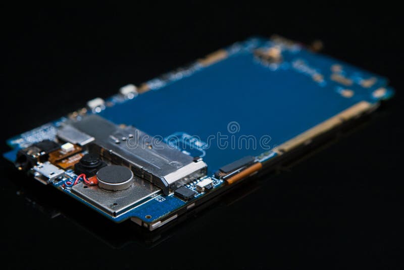 Smartphone Motherboard Connectors in Macro. Stock Photo - Image of ...