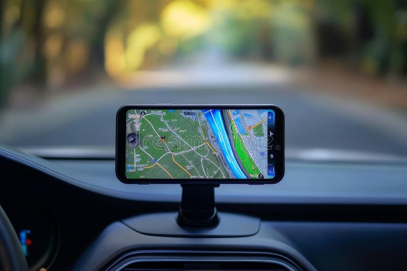 Smartphone Navigation Guide Dashboard Driving Daylight Stock Photos ...