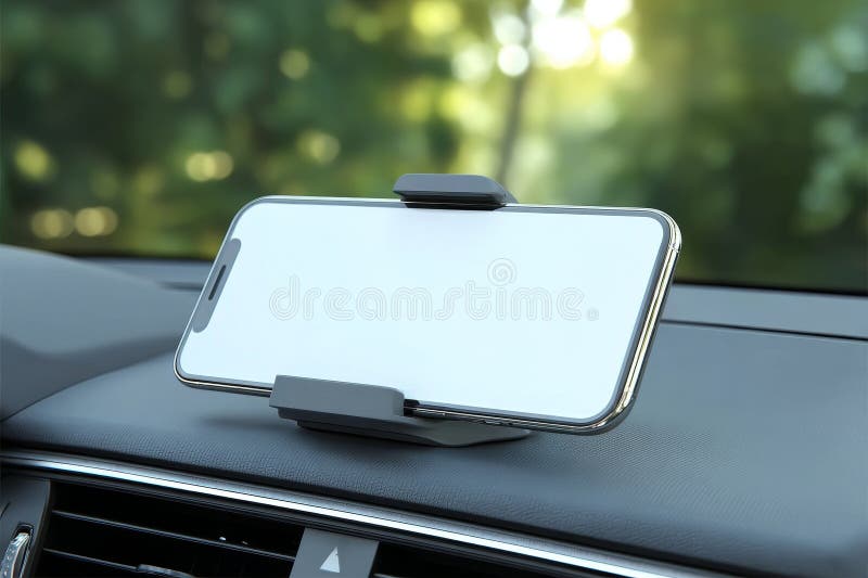 Smartphone Mounted on Vehicle Dashboard with Customizable Display Template for Navigation and ...