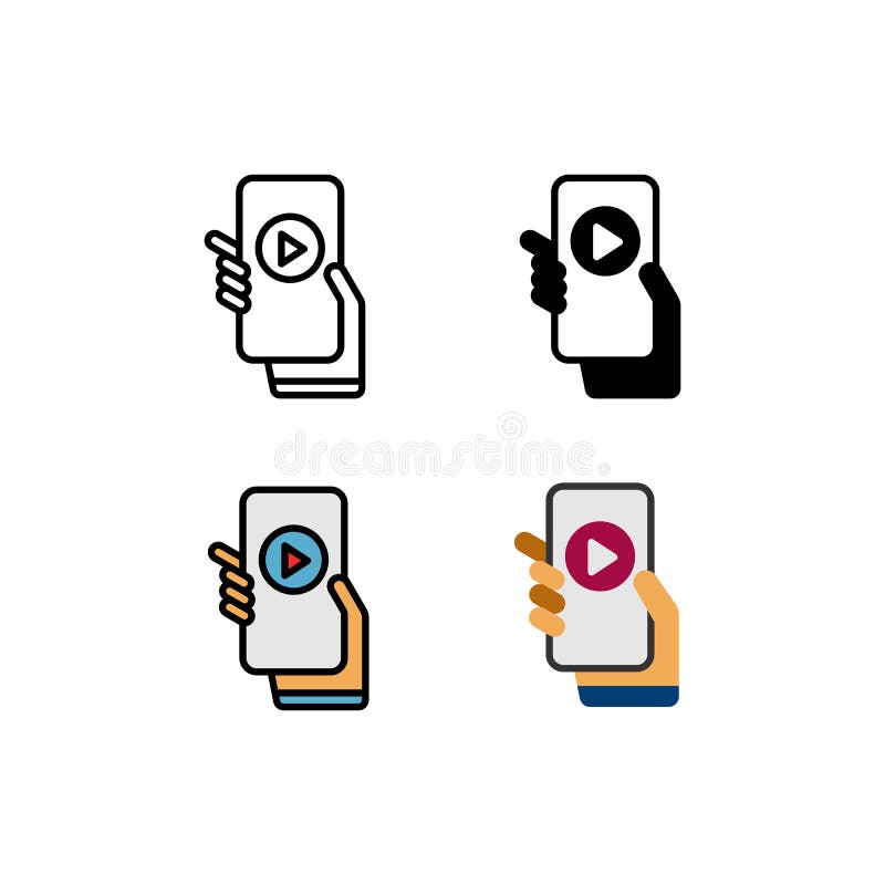 Smartphone Movie and Multimedia Function Icon, Logo, and Illustration ...