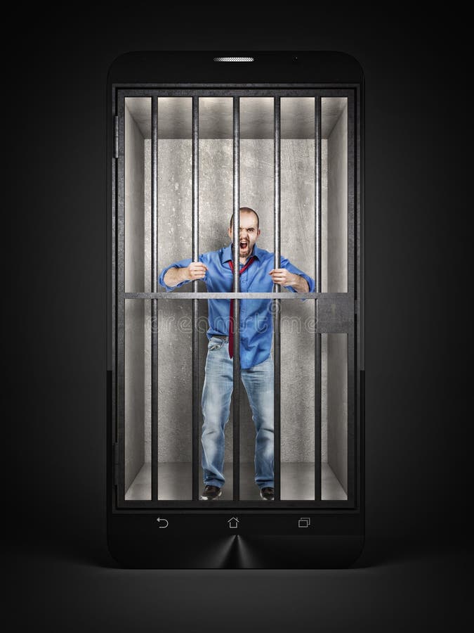 Smartphone is my cage stock image. Image of technology - 94758825