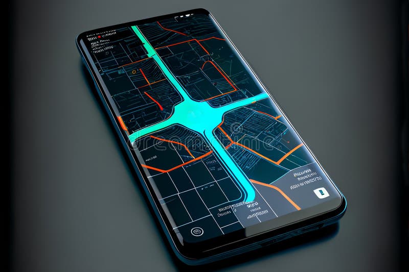 Smartphone Navigator, Navigation, Interface on the Smartphone Screen ...
