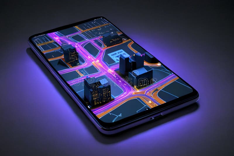 Smartphone Navigator, Navigation, Interface on the Smartphone Screen ...