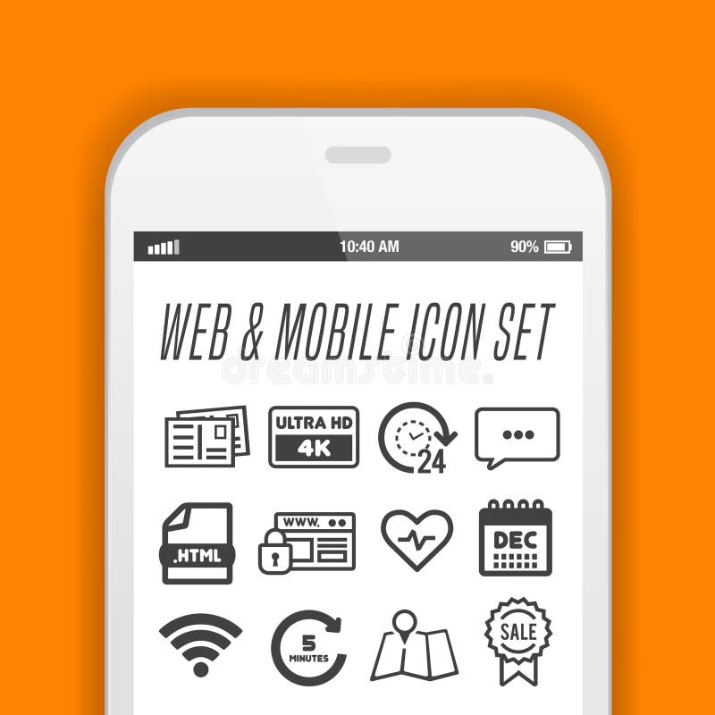 Smartphone with Necessary Application Icons on Screen. Flat Eps10 ...