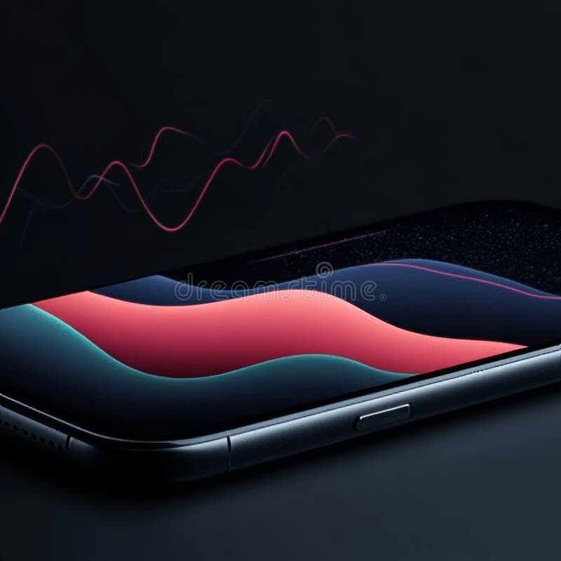 Smartphone Neon Display Showing Abstract Data Visualization Stock ...