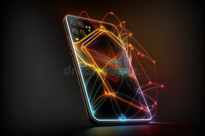 Smartphone, Neon Light. AI Generative Stock Illustration - Illustration ...