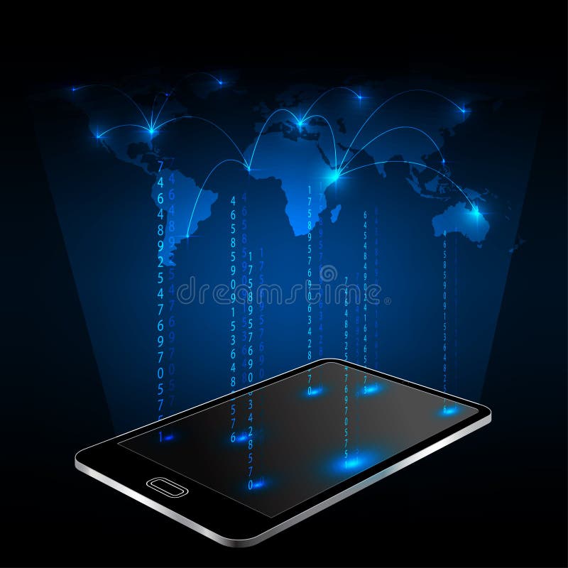Smartphone with Network Connection and World Map Stock Vector ...