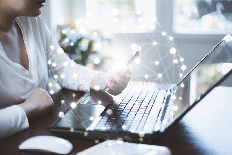 Smartphone with Network and Data Exchanges Over the World 3D Rendering ...