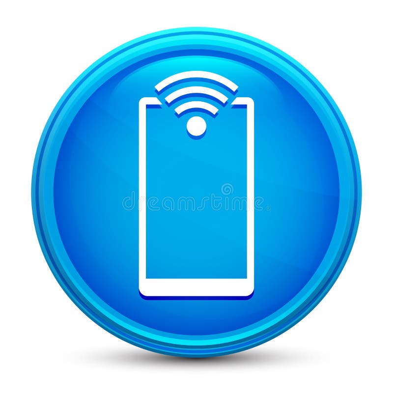 Smartphone Network Signal Icon Glass Shiny Blue Round Button Isolated ...