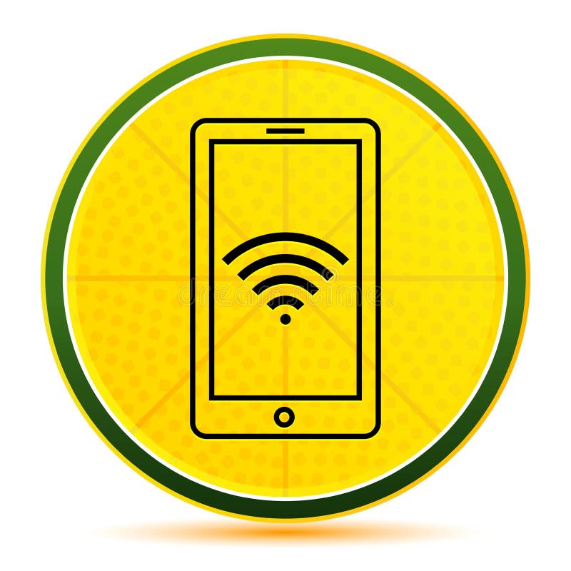 Smartphone Network Signal Icon Lemon Lime Yellow Round Button ...