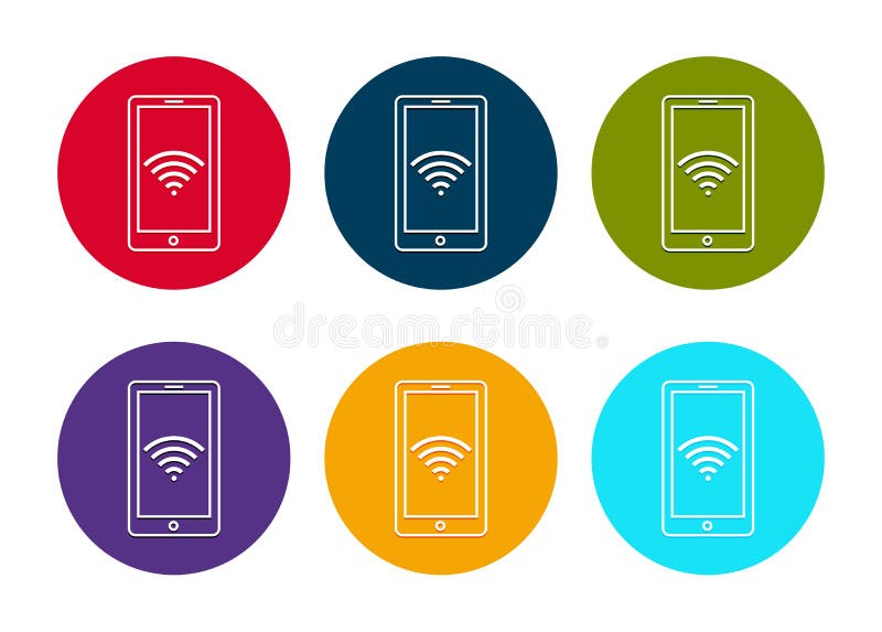 Smartphone Network Signal Icon Modern Flat Round Button Set ...