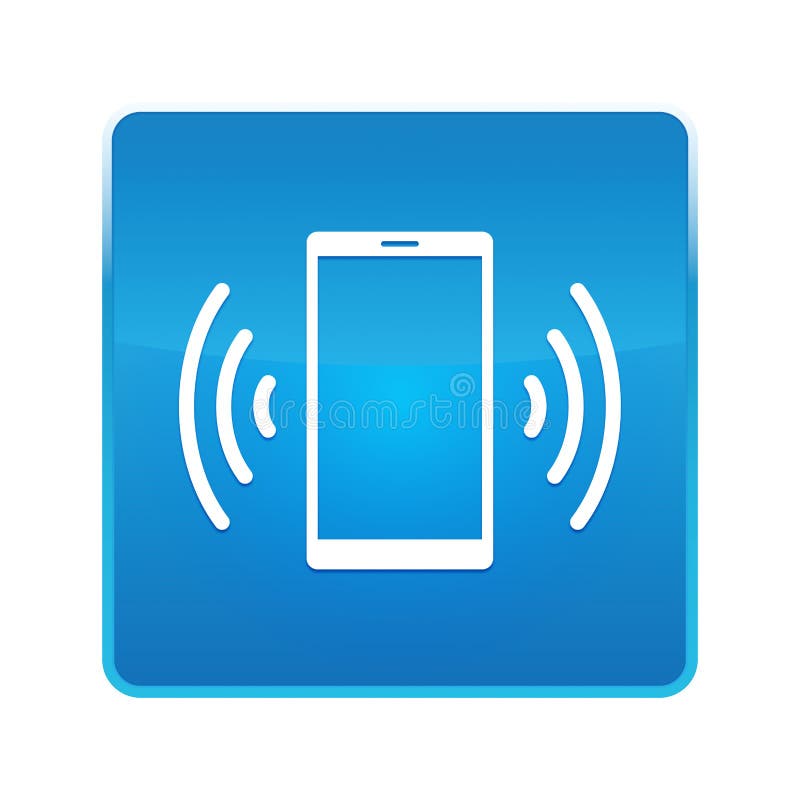 Smartphone Network Signal Icon Shiny Blue Square Button Stock ...