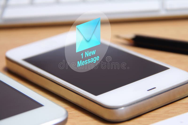 Smartphone and New Message Icons. Stock Photo - Image of technology ...