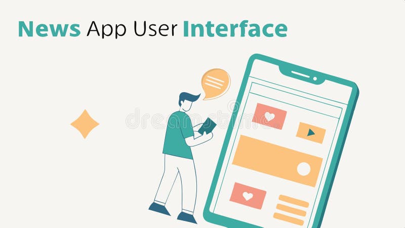 News App UI Design, Vector Design Smartphone News Interface. Vector ...