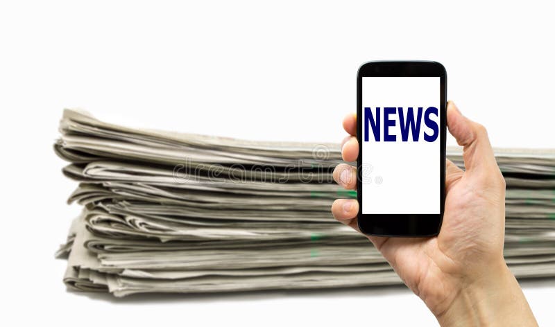 Smartphone or newspaper stock photo. Image of hand, connectivity - 47533208