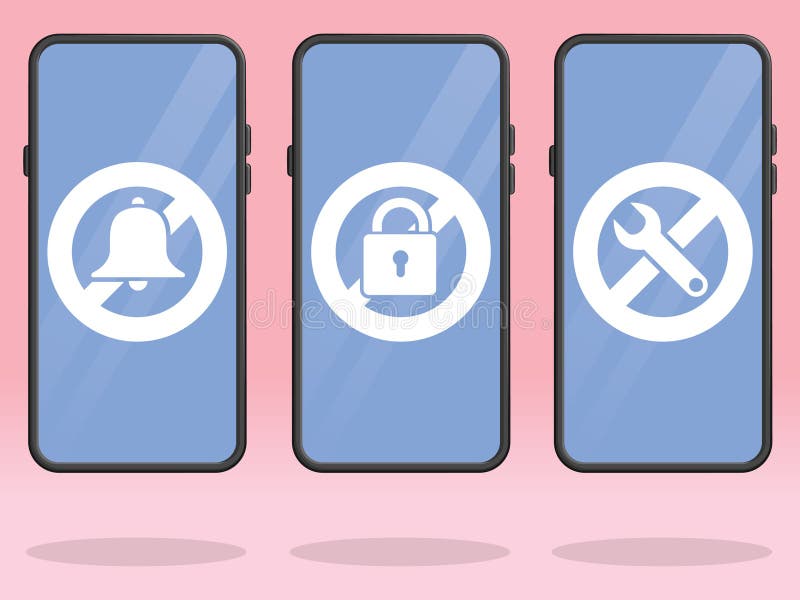 Smartphone No Bell Lock Wrench on Screen Stock Vector - Illustration of ...