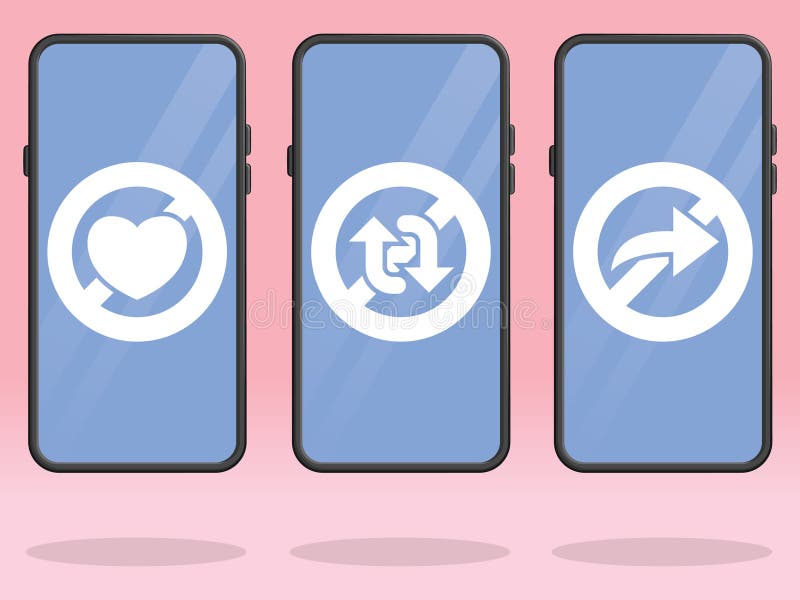Smartphone No Repost Forward Love Share Stock Vector - Illustration of ...