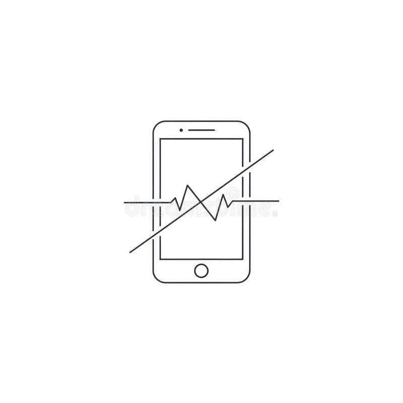 Smartphone with No Signal Line Art Illustration Stock Illustration ...