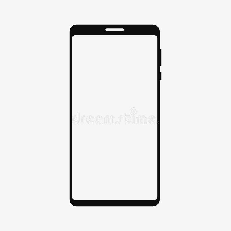 Smartphone without Notch Mockup with White Blank Screen. Flat Vector ...