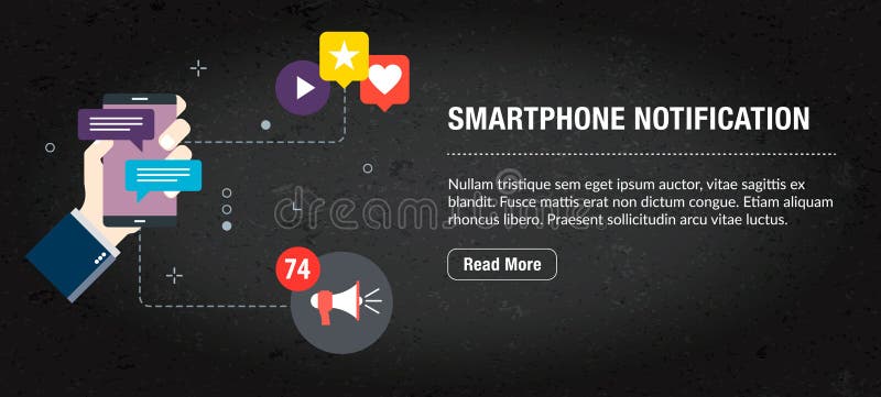 Smartphone Notification Concept Banner for Internet Stock Vector ...