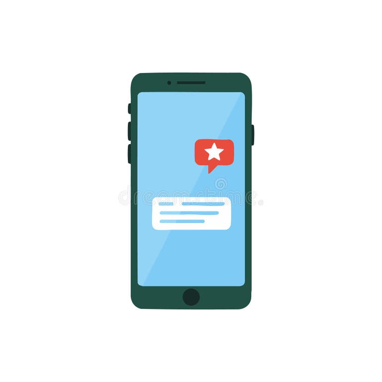 Smartphone with Notification Message and Star Icon on Screen Modern ...