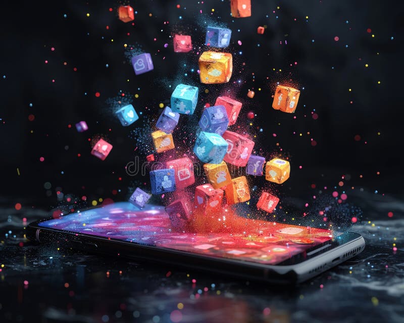 Smartphone with Notifications Popping Up Stock Photo - Image of ...