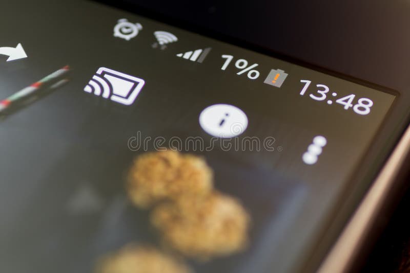 Smartphone One Percent Battery Charge Screen Stock Photos - Free ...