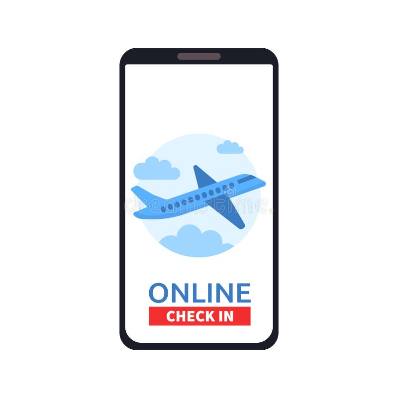 Smartphone with Online Check in Button and Airplane Icon on Screen ...