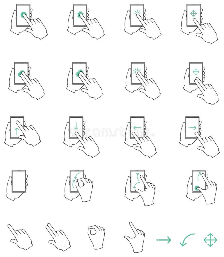 Smartphone Operation Hand Icon Material Set Stock Vector - Illustration ...