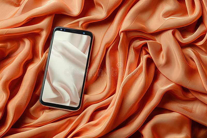 Smartphone on Orange Cloth Background. Generative AI. Stock ...