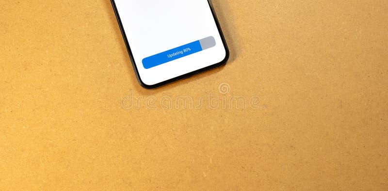 Smartphone OS Update in Progress Showing 80 Percent, Loading Bar on ...