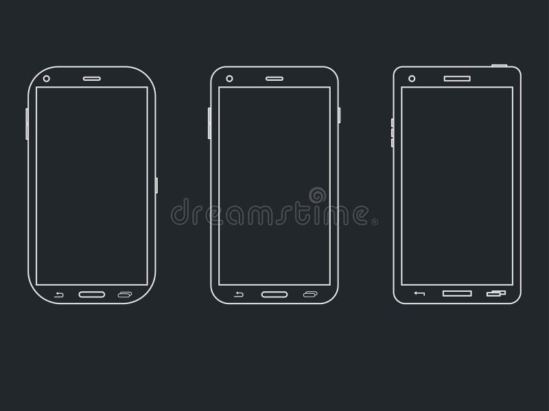 Smartphone Outline Icon Set. the Layout of the Line Smartphone Stock ...