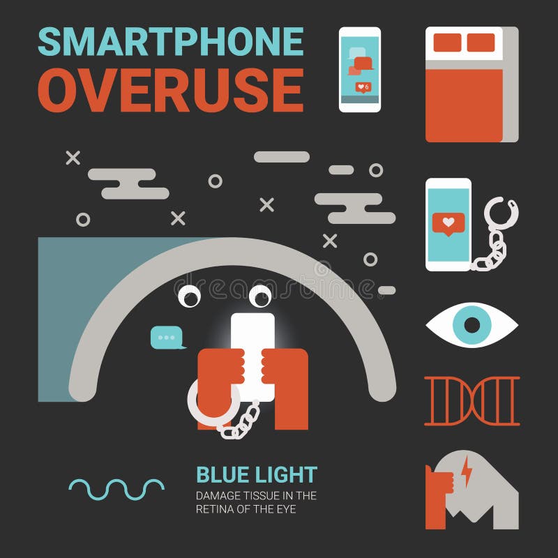Smartphone Overuse stock vector. Illustration of blue - 60089859