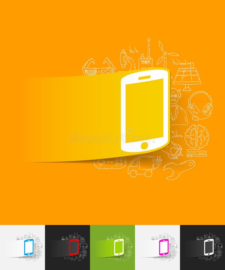Smartphone Paper Sticker with Hand Drawn Elements Stock Vector ...