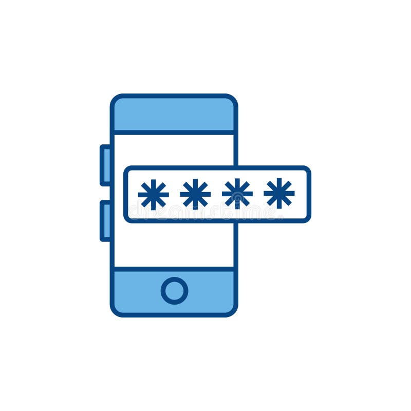 Smartphone Password Internet Line and Fill Stock Vector - Illustration ...