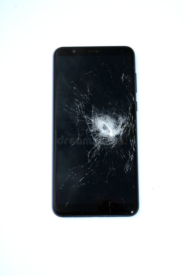 A Smartphone Phone Being Smashed by a Hammer the Glass is Shattered ...