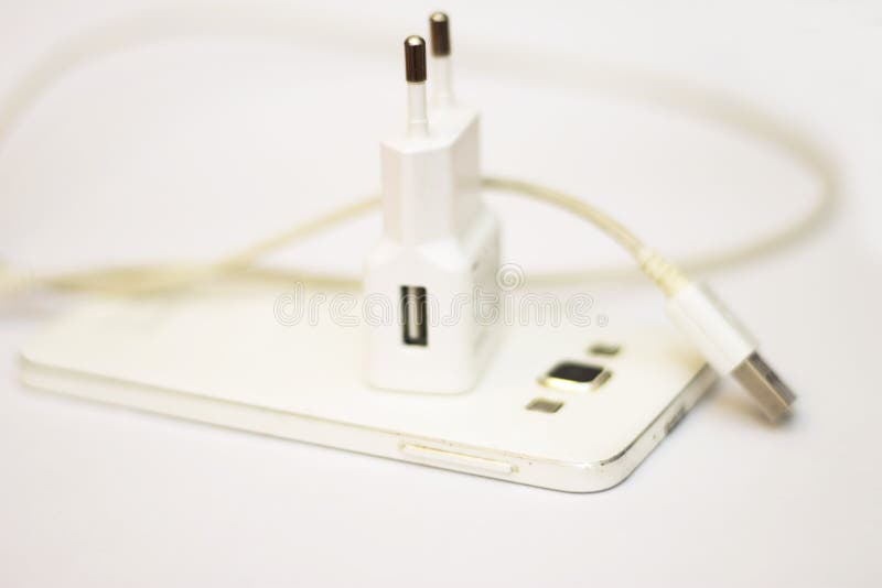 Smartphone and Phone Charge with Power Cord Stock Image - Image of ...