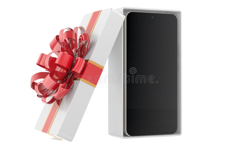 Smartphone Phone Inside Gift Box, Present Concept. 3D Rendering Stock ...