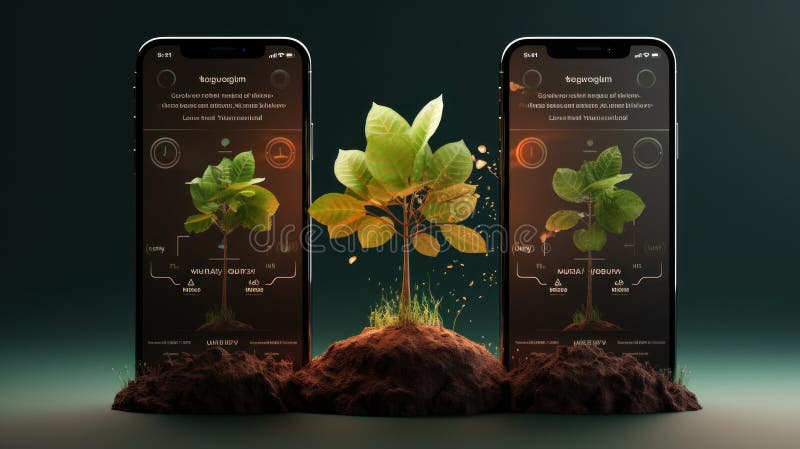 Smartphone Placed on a Table with Green Plants Growing Ideas ...