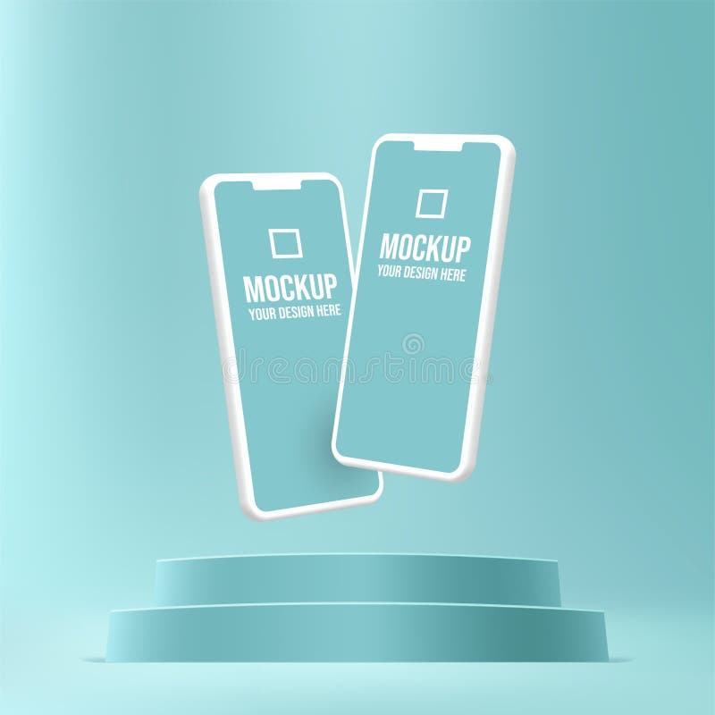 Smartphone Podium Mockup with Blank Screen for Mobile Application ...