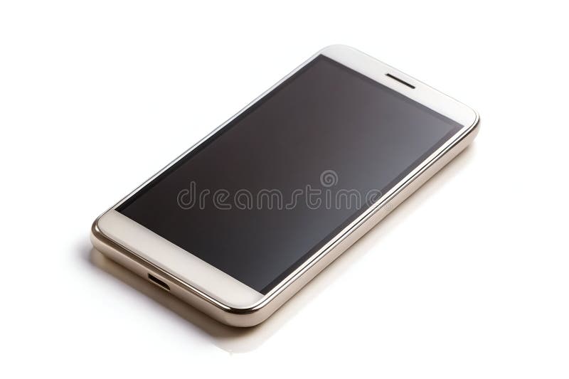 High Angle View of Mobile Phone on White Background Stock Illustration ...
