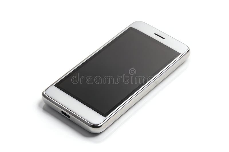 High Angle View of Mobile Phone on White Background Stock Illustration ...