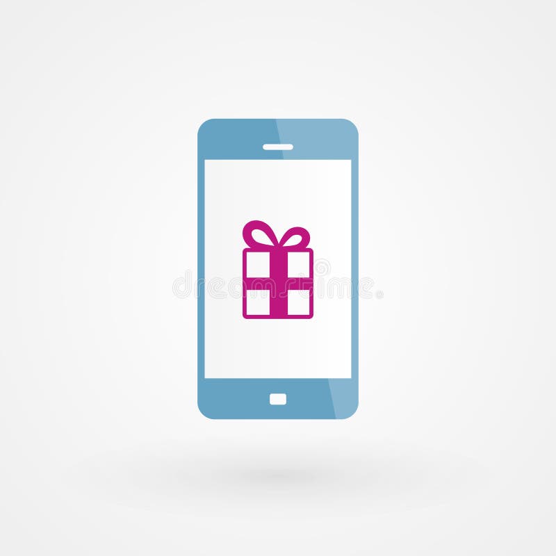 Smartphone and Present. Concept of Gift. Vector Illustration, Flat ...