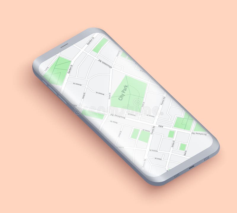 Smartphone Layout Mockup with Map Stock Vector - Illustration of ...