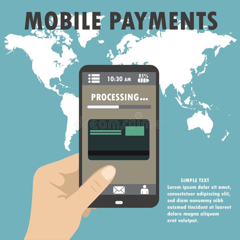 Smartphone Processing of Mobile Payments Stock Vector - Illustration of ...